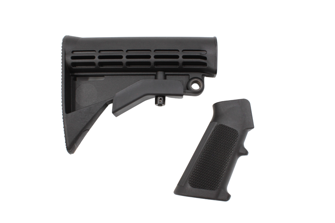 2Pc Combo A2 Pistol Grip & Buttstock, AR15 M4 Carbine W/QD Mount, Mil ...